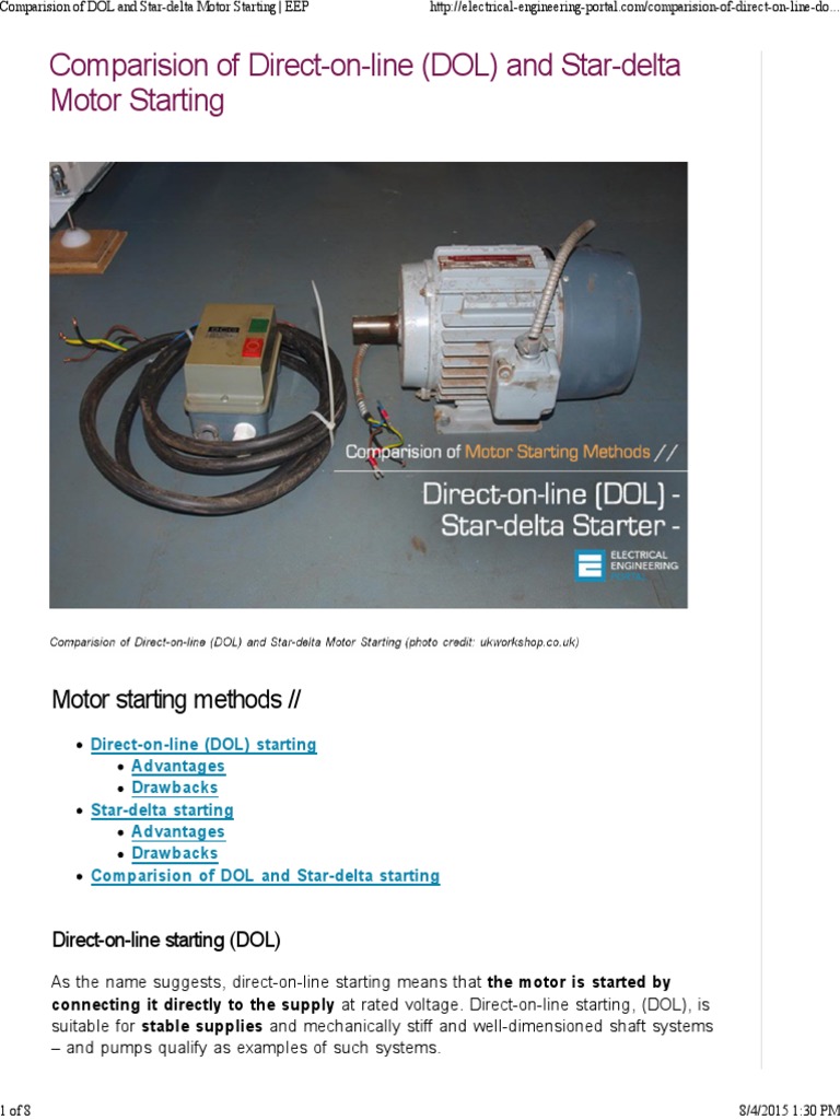 Comparision of DOL and Star-Delta Motor Starting _ EEP | Components ...