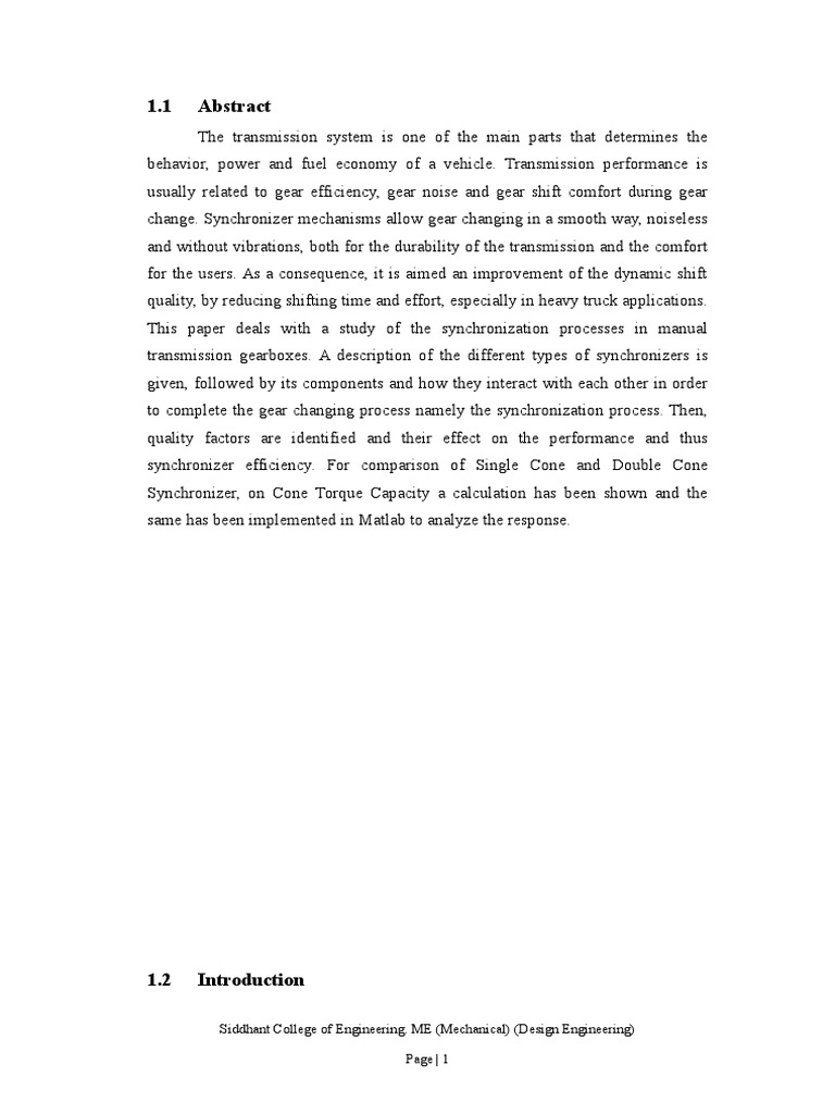 Double Cone Synchronizer For Vehicle Transmission | PDF | Gear ...