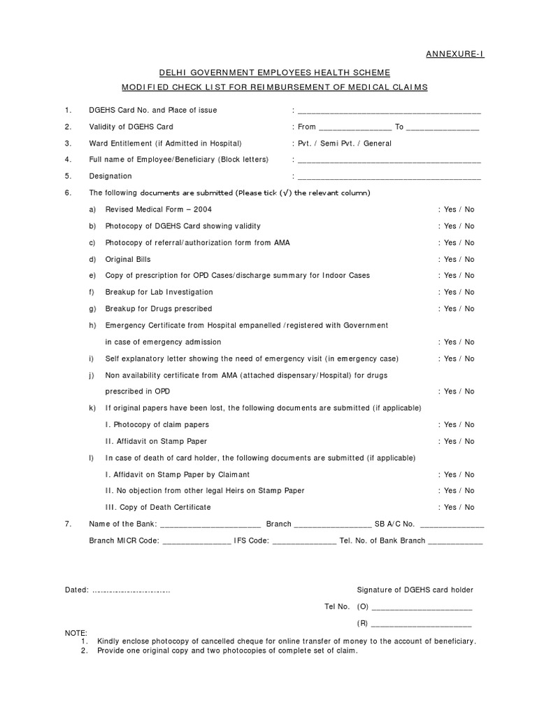 Medical Reimbursement Form | PDF | Medical Prescription | Hospital