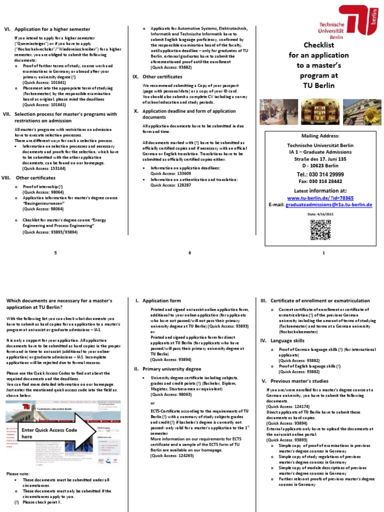 Checklist en TU Berlin | PDF | Academic Degree | Qualifications