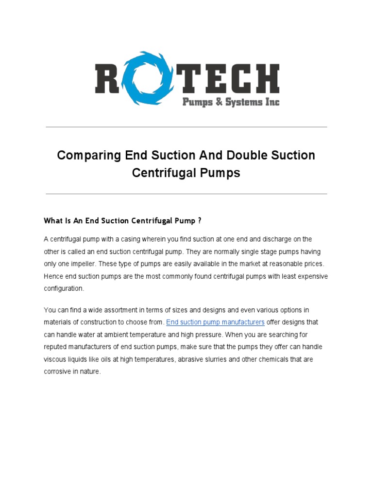 Understanding The Differences Between End-Suction & Double Suction ...