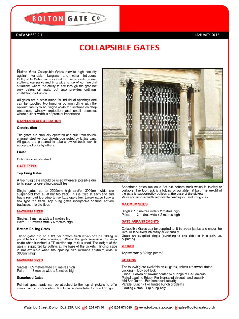 Collapsible Gates: Data Sheet 2-1 JANUARY 2012 | PDF | Window