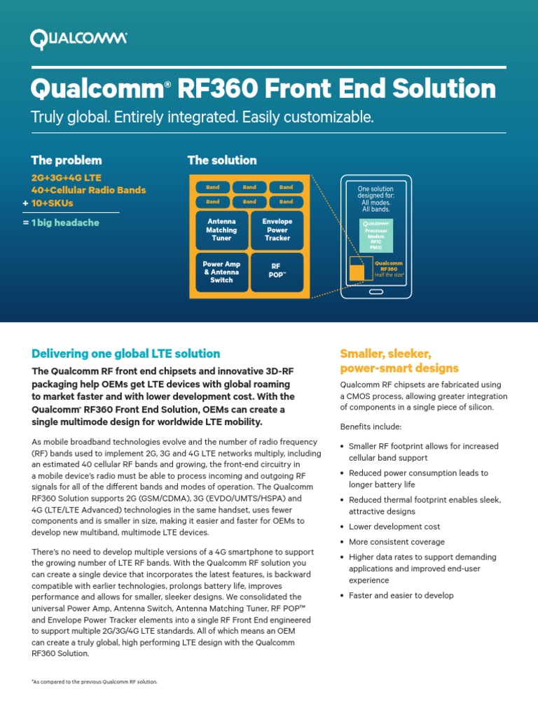 Qualcomm Rf360 Front End Solution Product Brief | PDF | Lte (Telecommunication) | 4 G