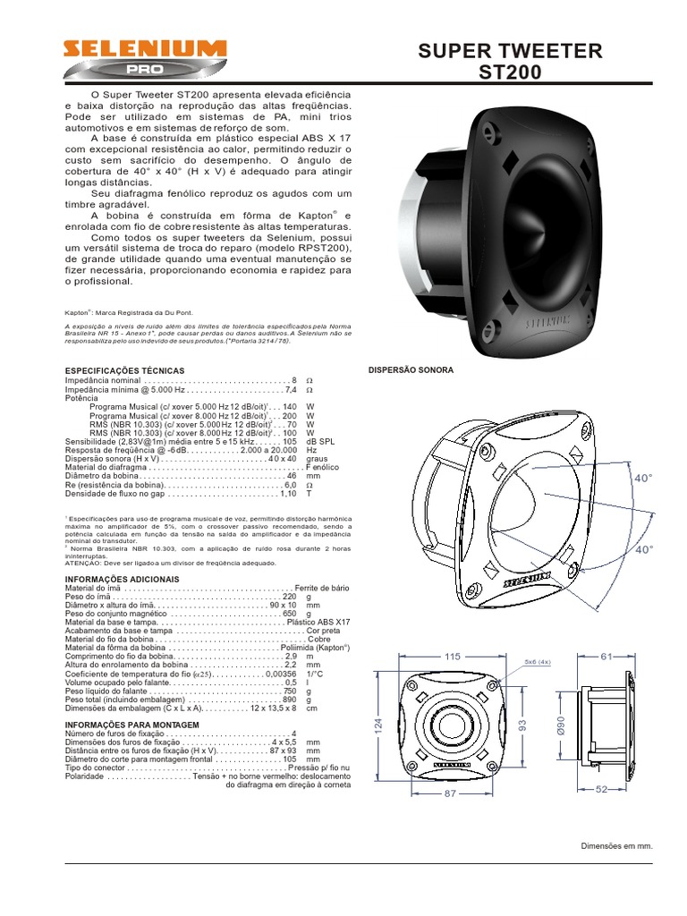 Manual Super Tweeter ST 200 | PDF | Eletromagnetismo | Natureza