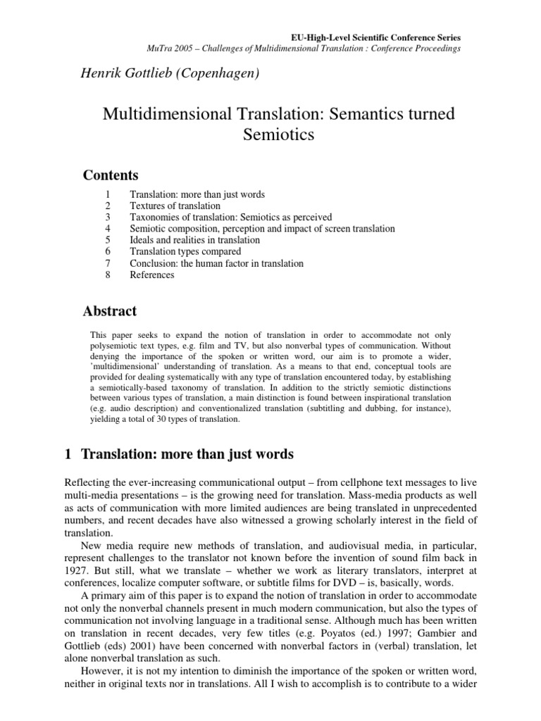 Multidimensional Translation-Semantics Turned Semiotics | PDF | Translations | Sign Language