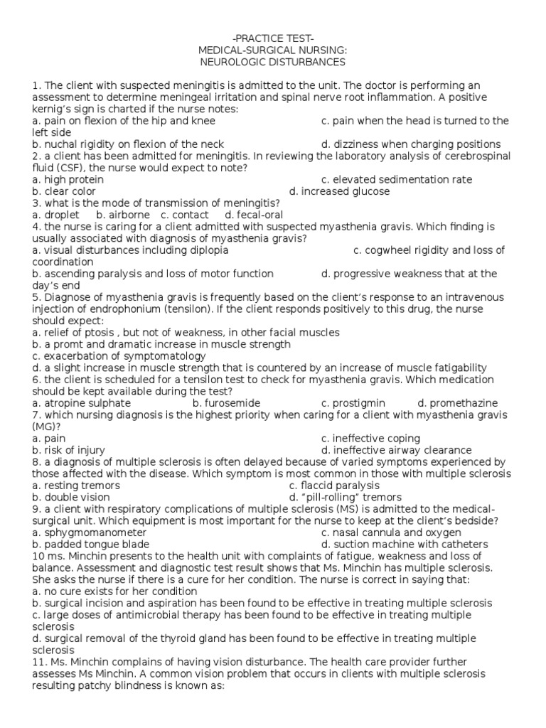 Practice Test | PDF | Nervous System | Central Nervous System