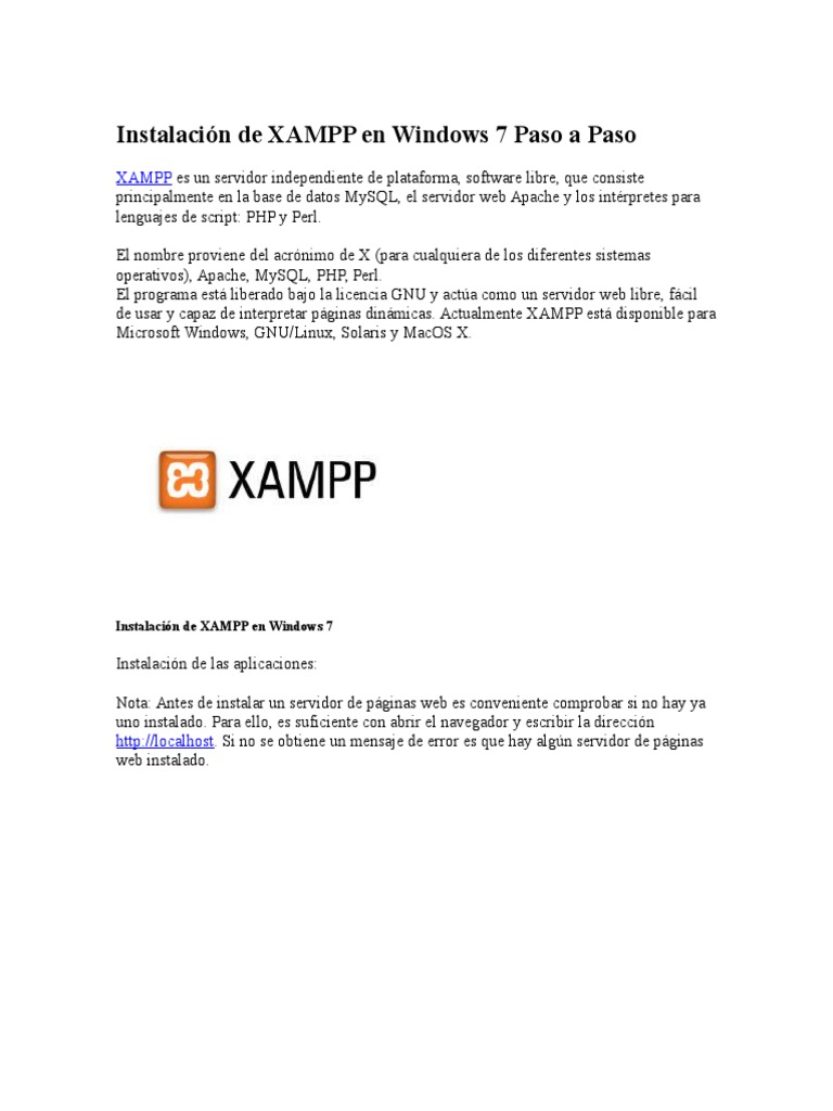 Instalación de XAMPP en Windows 7 | PDF | Php | Servidor web
