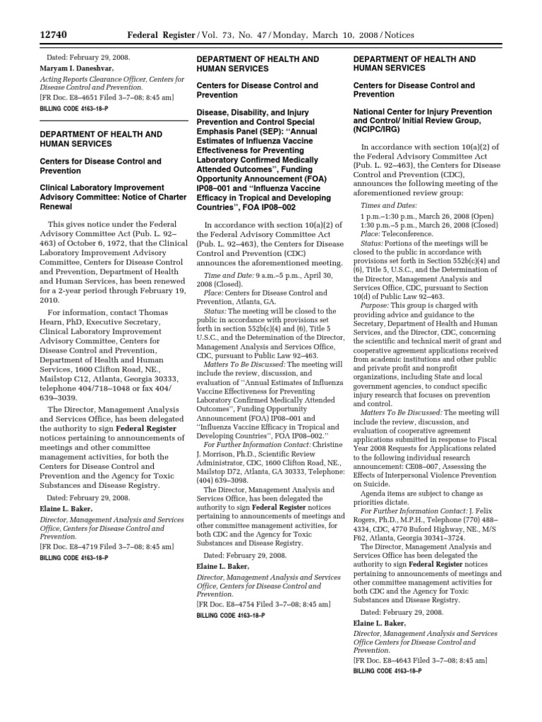 CDC Advisory Committee Charter Renewal | PDF | Centers For Disease ...