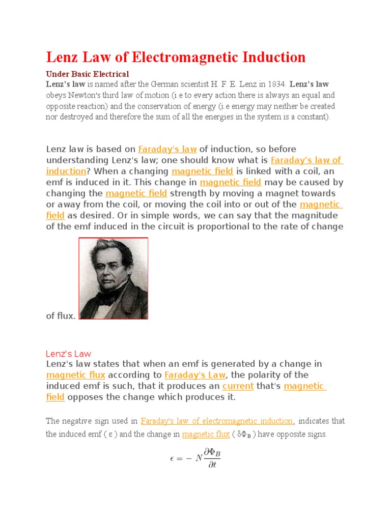 Lenz Law For DC | PDF | Electromagnetic Induction | Inductor