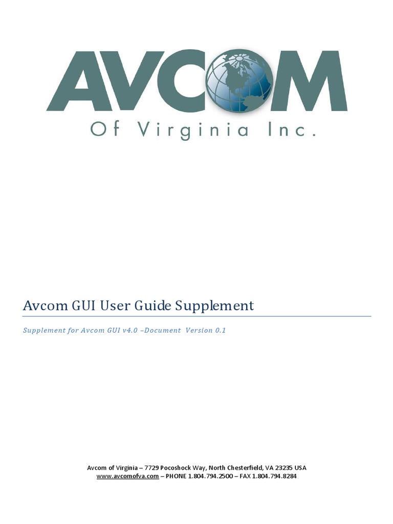 Avcom GUI User Guide - Supplement For GUI v4.0 | PDF | Sampling (Signal Processing ...