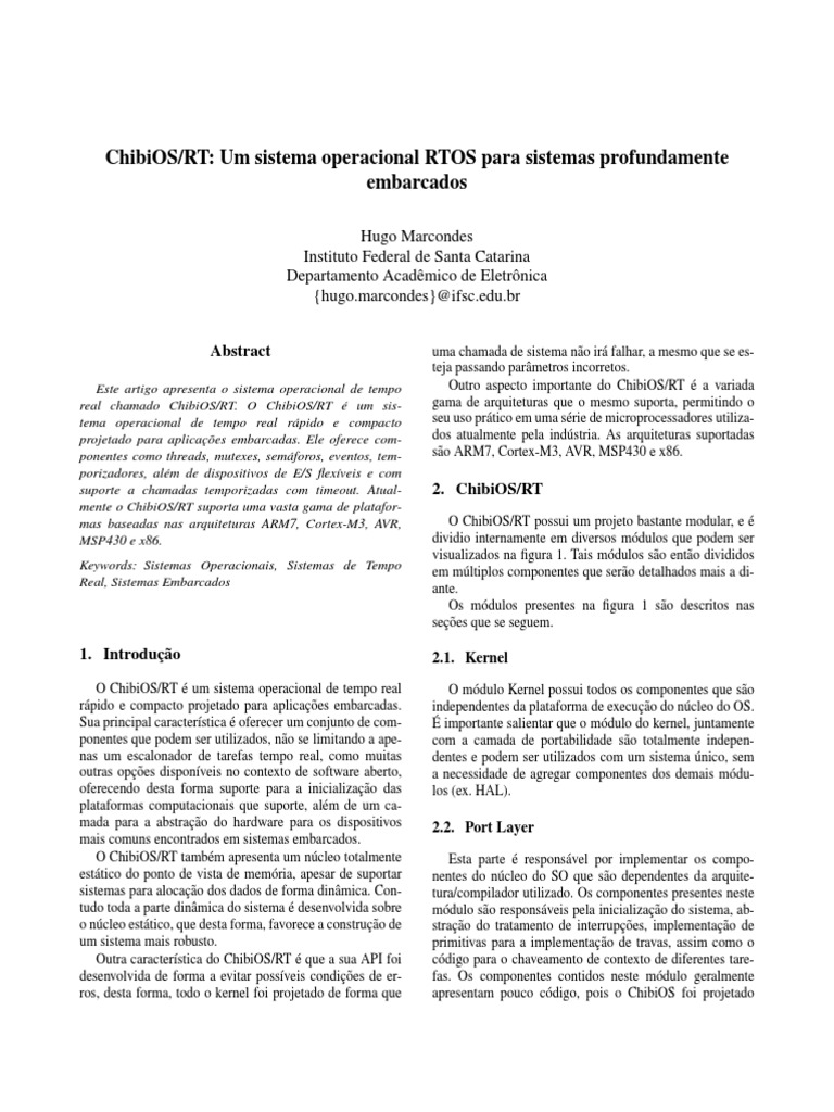 ChibiOS/RT: Um Sistema Operacional RTOS para Sistemas Profundamente ... ChibiOS/RT: Um Sistema Operacional RTOS para Sistemas Profundamente ...