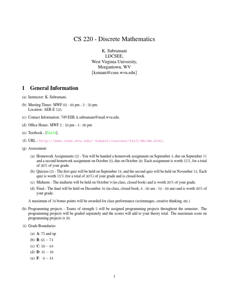 CS 220 - Discrete Mathematics | PDF | Mathematical Proof | First Order ...