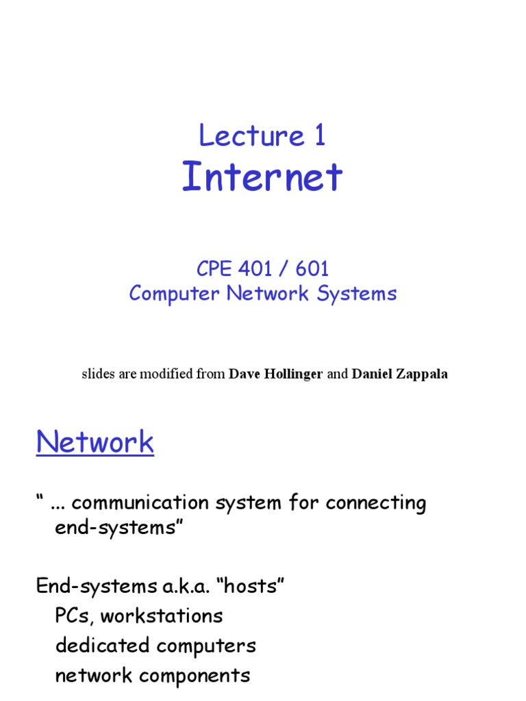 Internet: CPE 401 / 601 Computer Network Systems | PDF | Communications Protocols | Computer Network