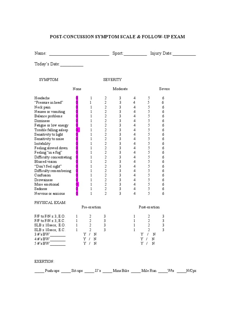 Concussion Severity Assessment Tool | PDF | Self-Improvement | Lifestyle