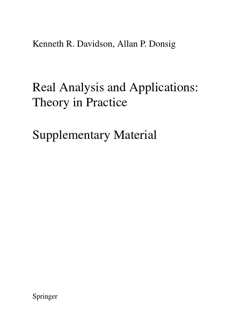 Real Analysis With Real Applications - Kenneth R. Davidson, Allan P ...