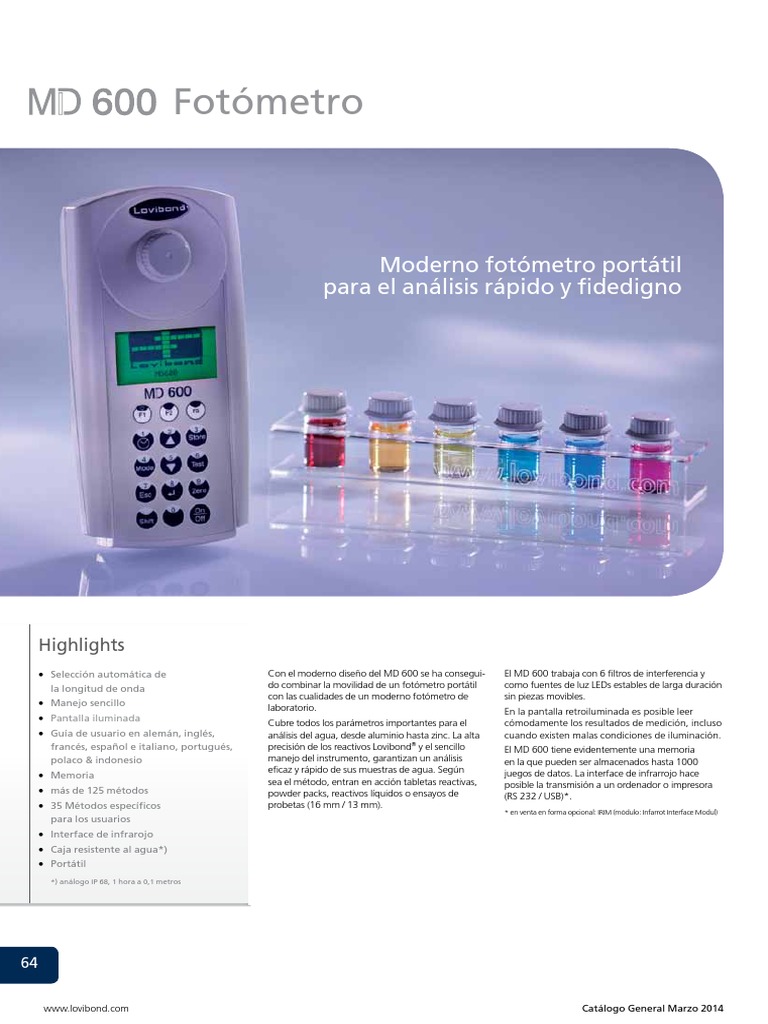 MD Fotometro 600 | PDF | Instituto Nacional de Estándares y Tecnología ...