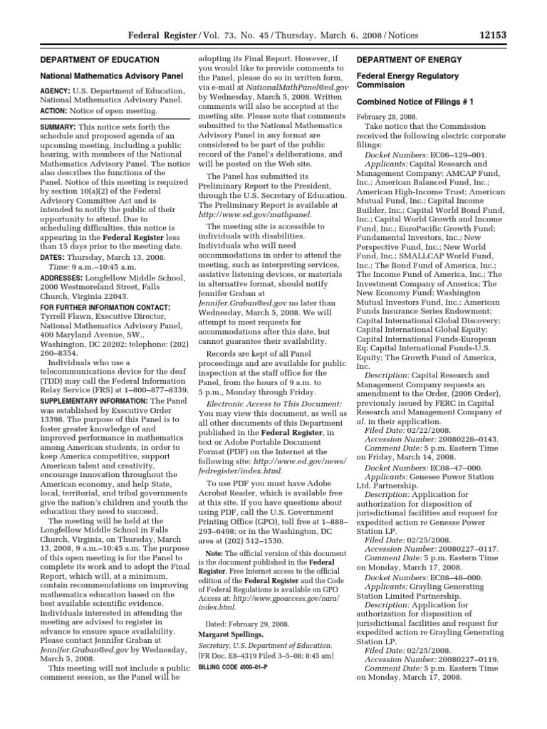 Notice: Applications For New Awards For Fiscal Year 2008: National ...