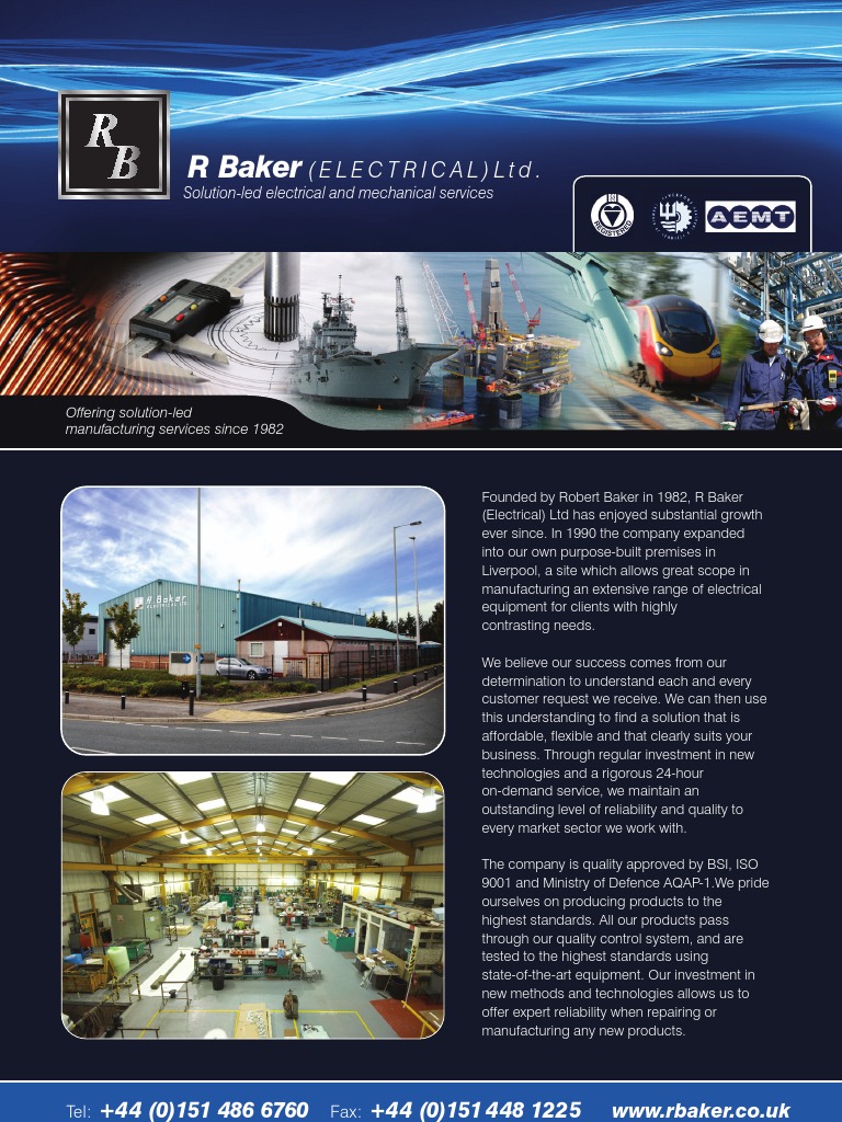 R Baker Electrical: Custom Solutions | PDF | Electric Motor | Power Supply
