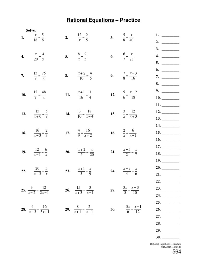 Rational Equations Practice Problems | PDF