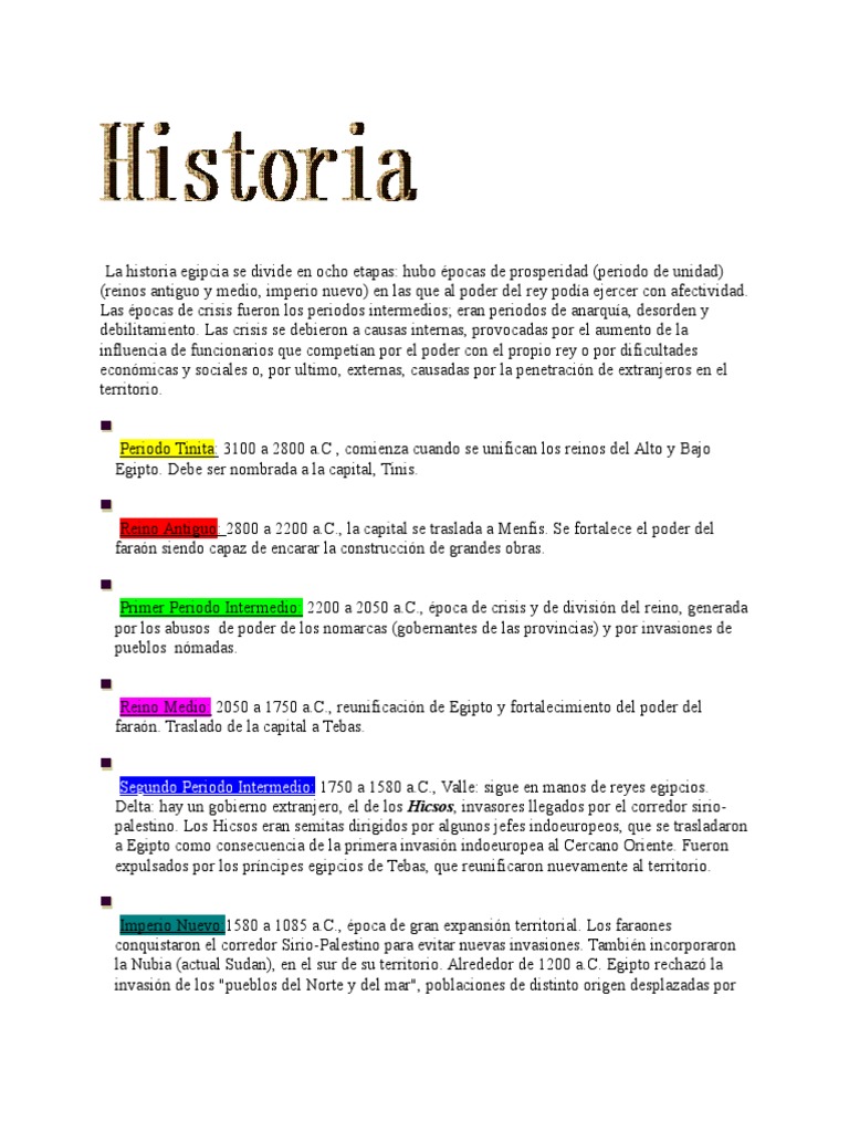 Etapas de la Civilización Egipcia | PDF | Antiguo Egipto | Egipto