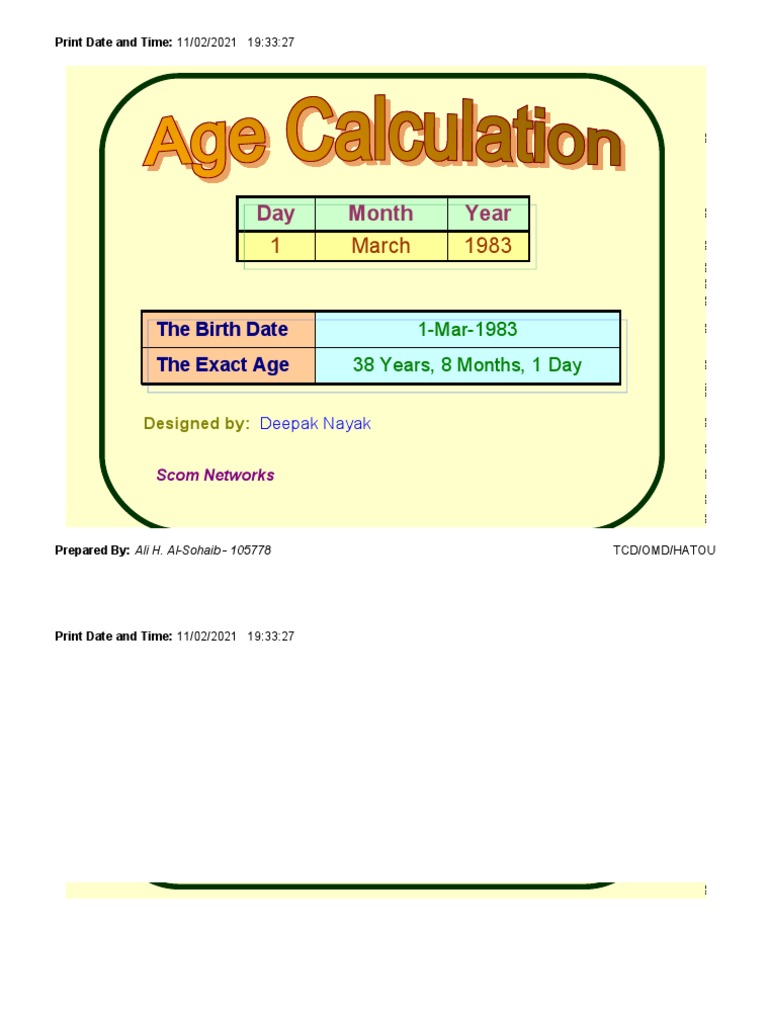Age Calculator | PDF