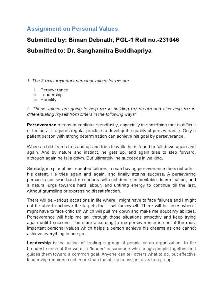 Personal Values Pdf Action Philosophy Leadership