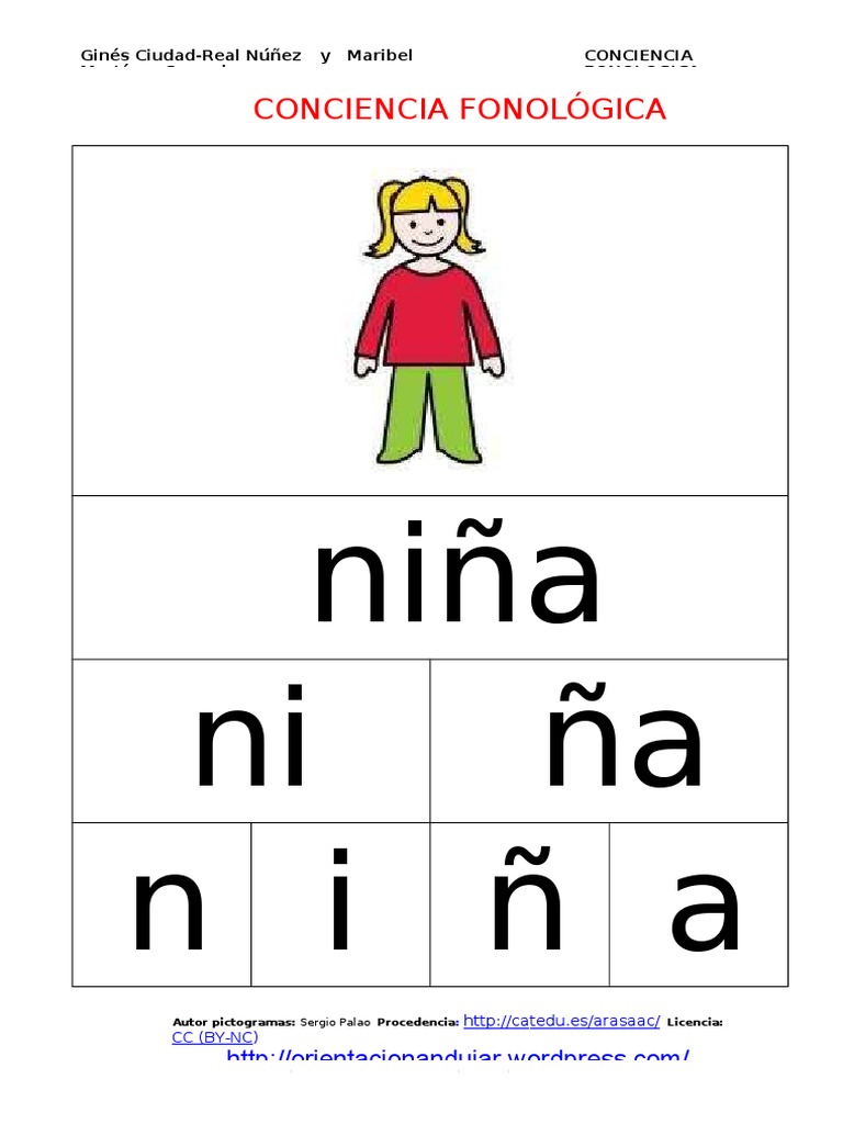 Conciencia Fonologica Palabras Silabas Letras Colegio | PDF
