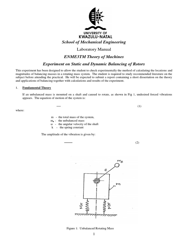 Static and Dynamic Balancing of Rotors | PDF | Rotation Around A Fixed Axis | Rotation
