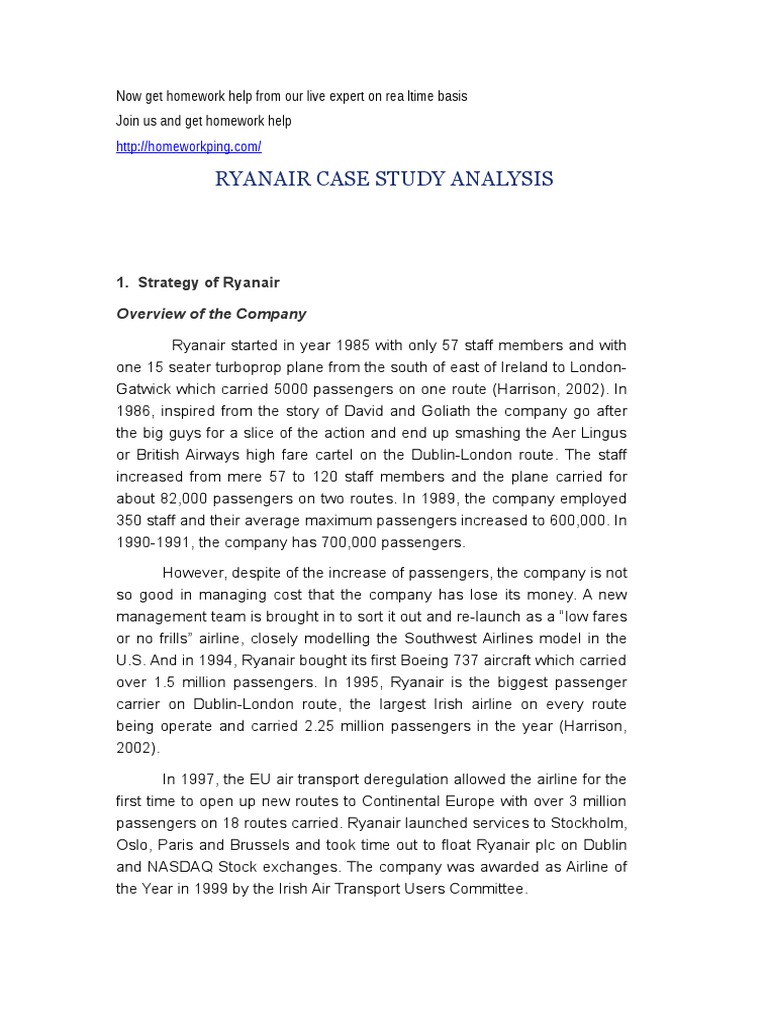 Ryanair Case Study Analysis | PDF | Strategic Management | Airlines