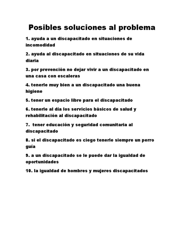21.posibles Soluciones Al Problema | PDF | Bienestar
