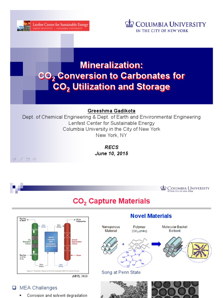Mineralization: CO2 Conversion To Carbonates For CO2 Utilization and ...