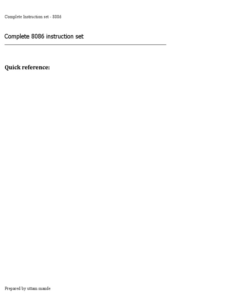 Complete 8086 Instruction Set | PDF | Binary Coded Decimal | Notation