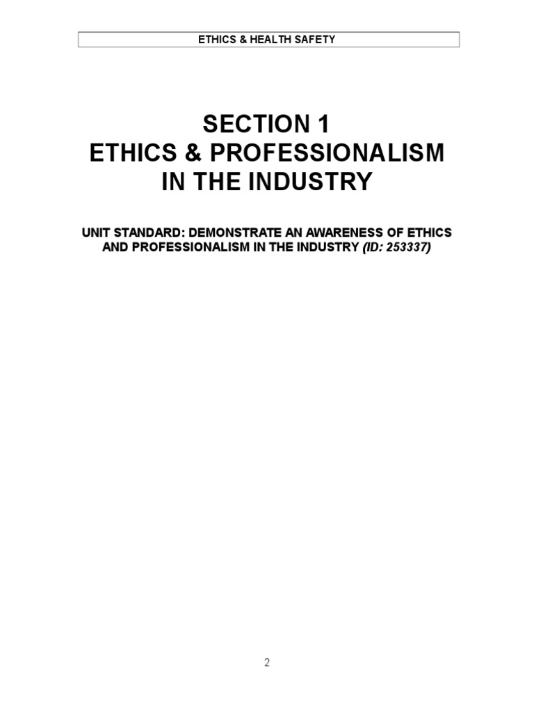Ethics and Health & SafetySem1only | PDF | Occupational Safety And ...