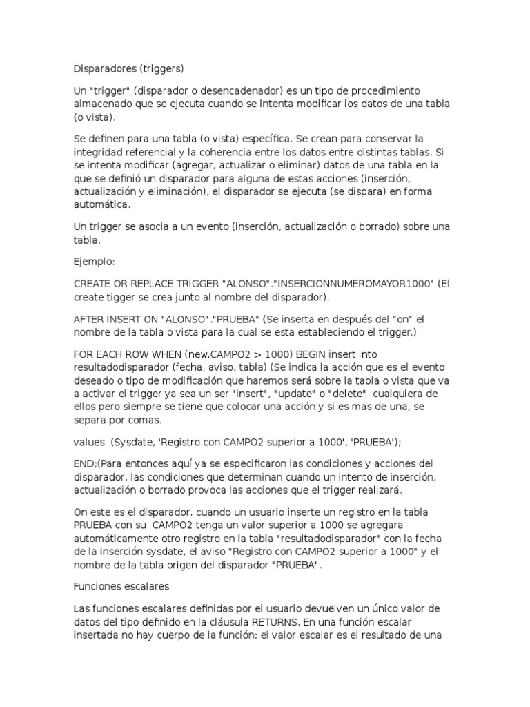Triggers y Funciones en SQL Server | PDF | Tabla (base de datos) | Servidor SQL de Microsoft