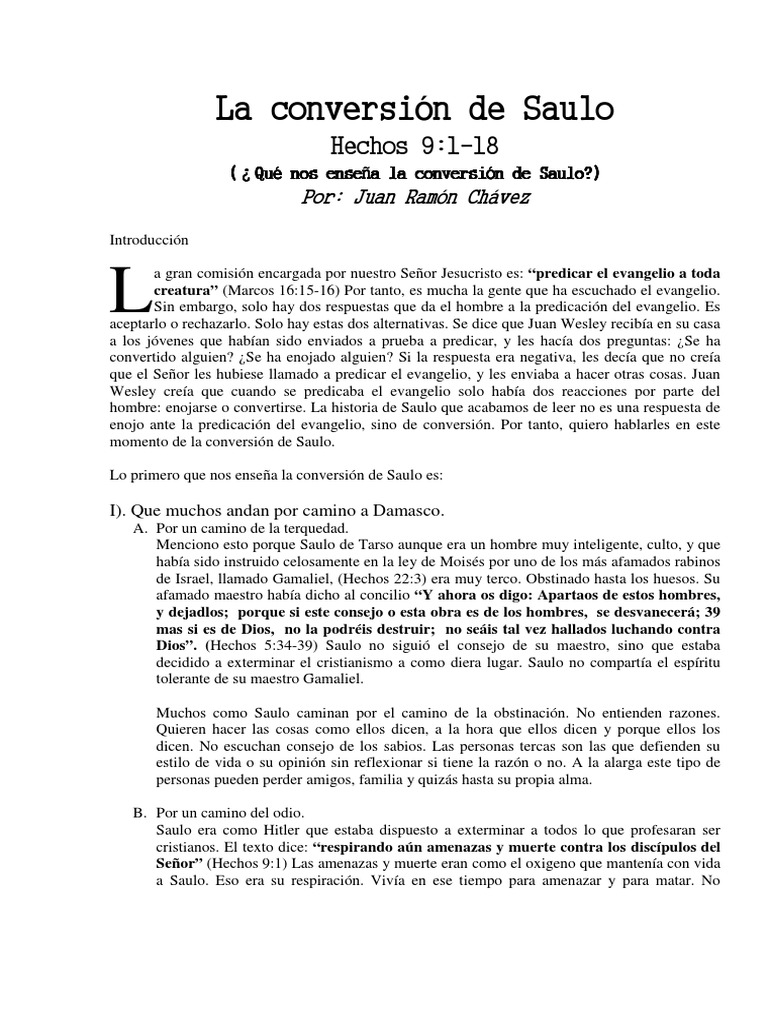 La Conversión de Saulo: Un Cambio Radical | PDF