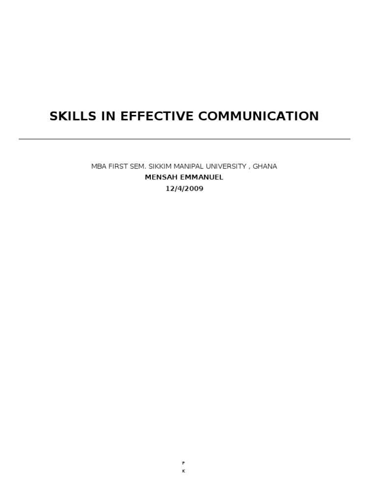 Skills in Effective Communication | PDF | Body Language | Communication