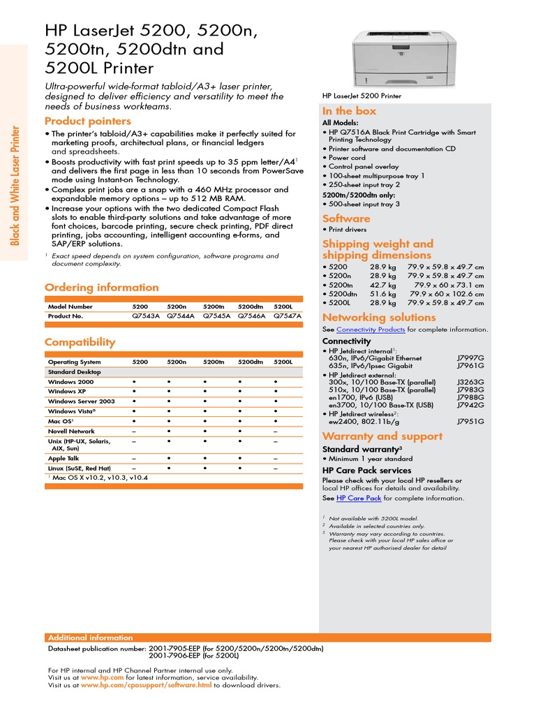 HP Laserjet - 5200 Series Compatibility | PDF | Printer (Computing ...