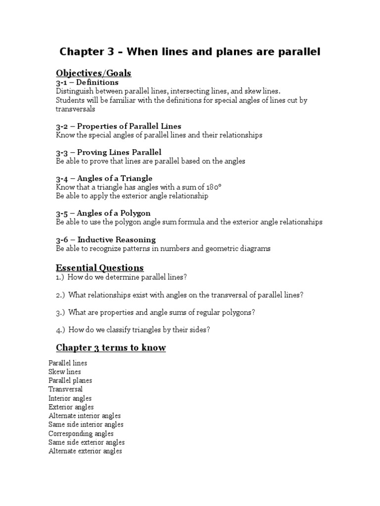 Chapter 3 Intro Handout | PDF | Angle | Triangle