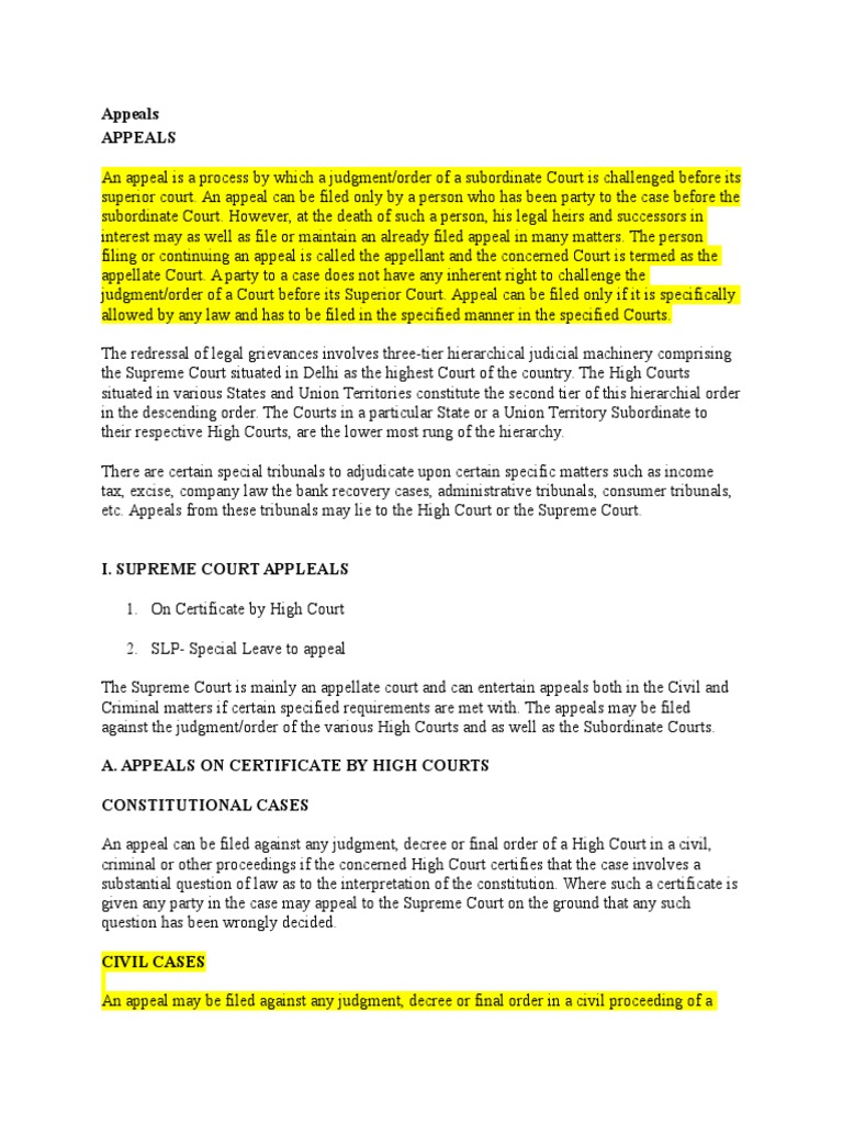 Appeal in Civil Cases and Criminal Cases | PDF | Supreme Courts | Bail