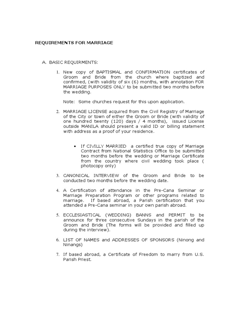 Requirements Marriage Philippines | Marriage License | Wedding