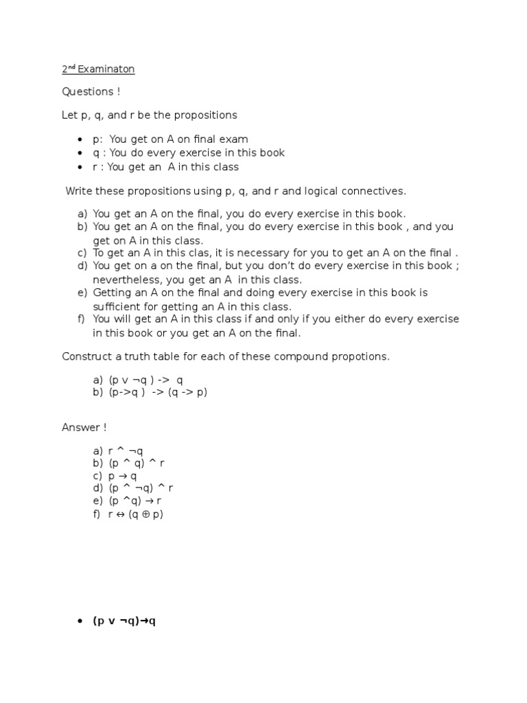 Logic Propositions and Truth Tables | PDF | Language Arts & Discipline ...