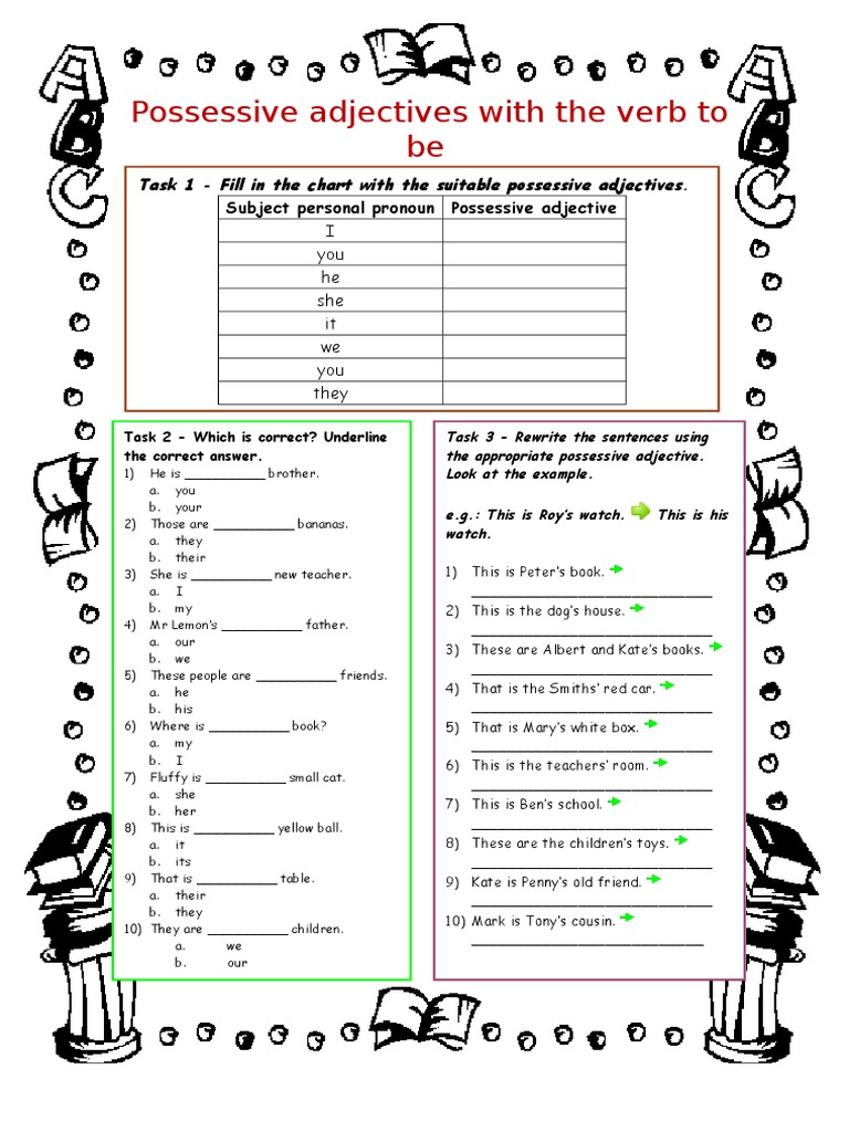 Possessive Adjectives Worksheet for Class 8 | PDF | Foreign Language ...