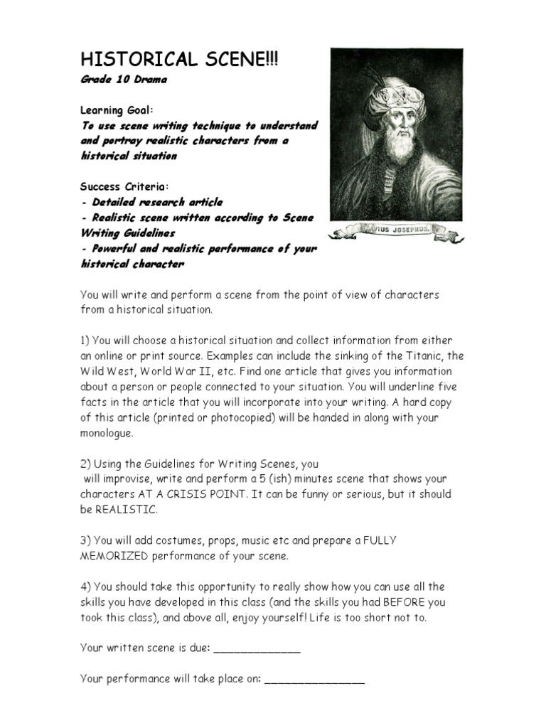 Grade 10 Historical Scene Writing Guide | PDF | Games & Activities ...