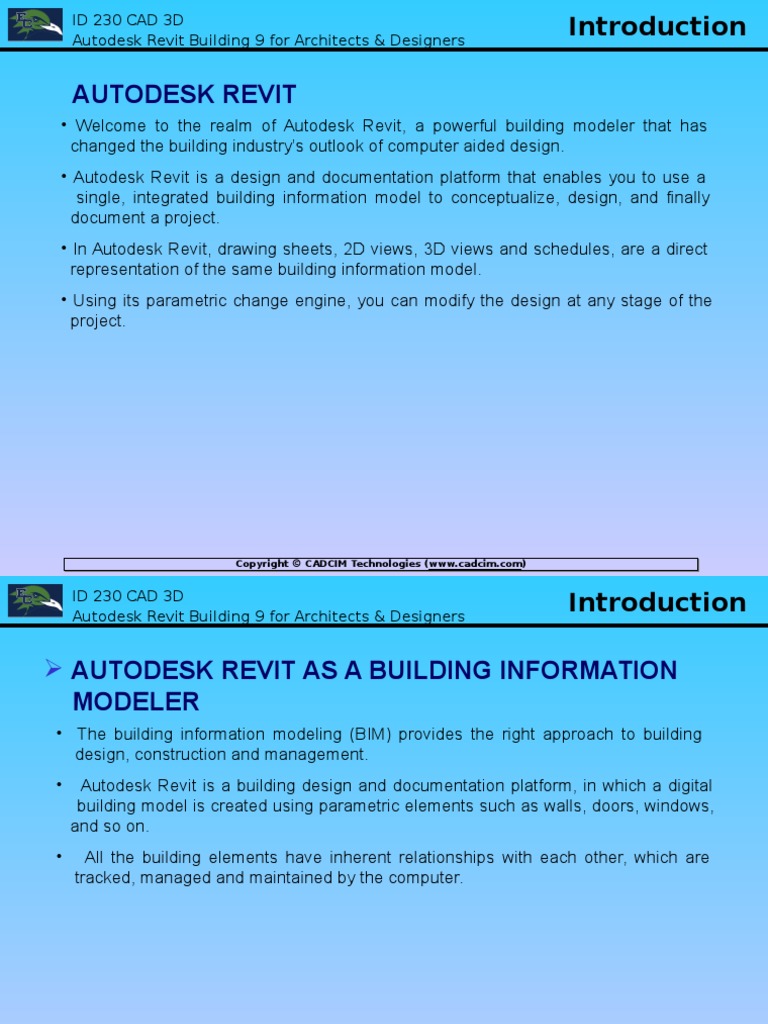 Intro Revit 9 | PDF | Autodesk Revit | Building Information Modeling