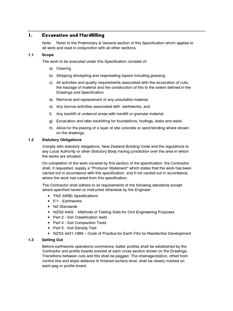 Excavation and Hardfilling | PDF | Specification (Technical Standard ...