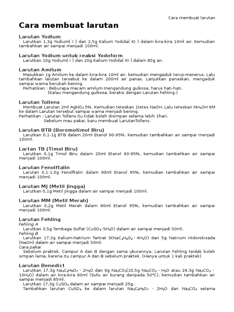 Cara Membuat Larutan | PDF