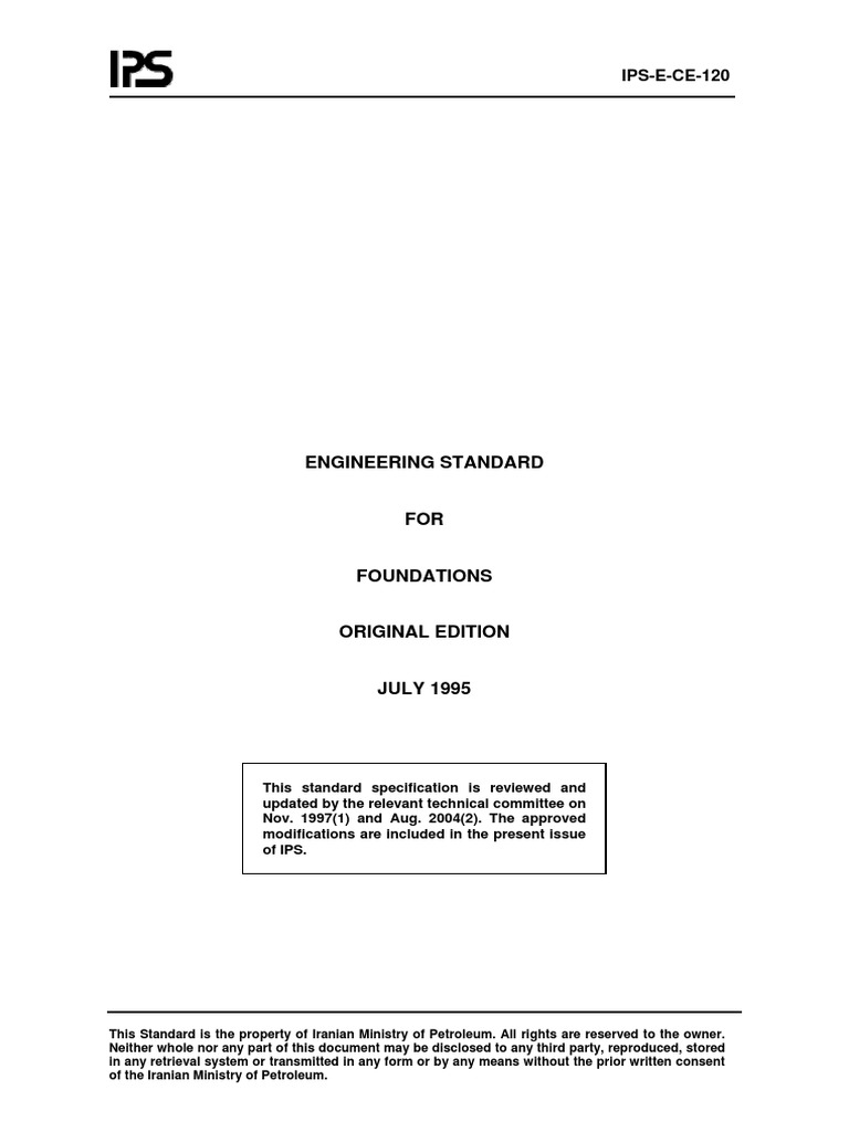 Engineering Standard: IPS-E-CE-120 | PDF | Deep Foundation | Foundation ...