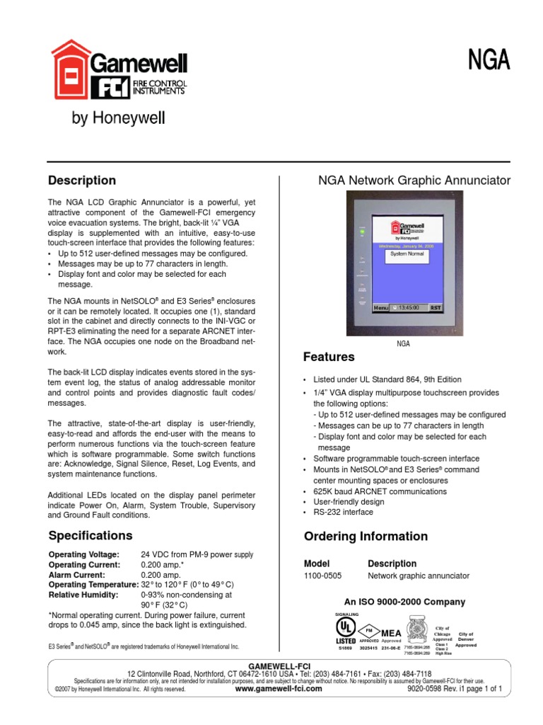 Description: NGA Network Graphic Annunciator | PDF | Touchscreen ...
