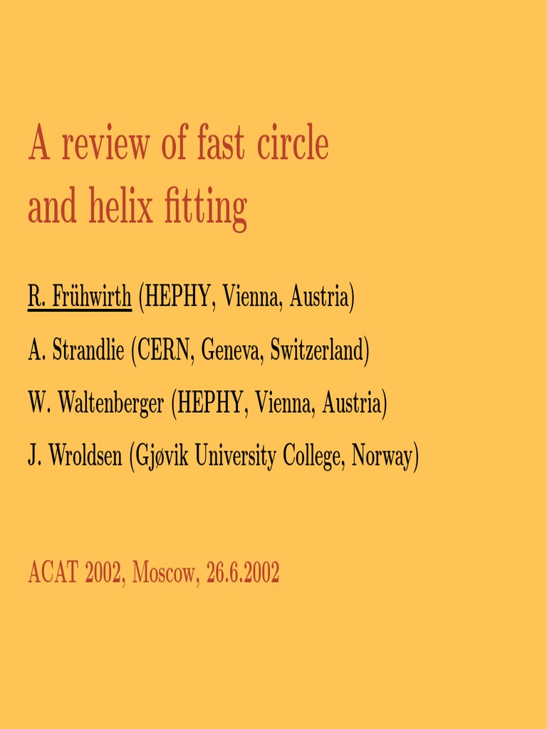 Circle Fitting Algorithm Pdf Kalman Filter Plane Geometry 