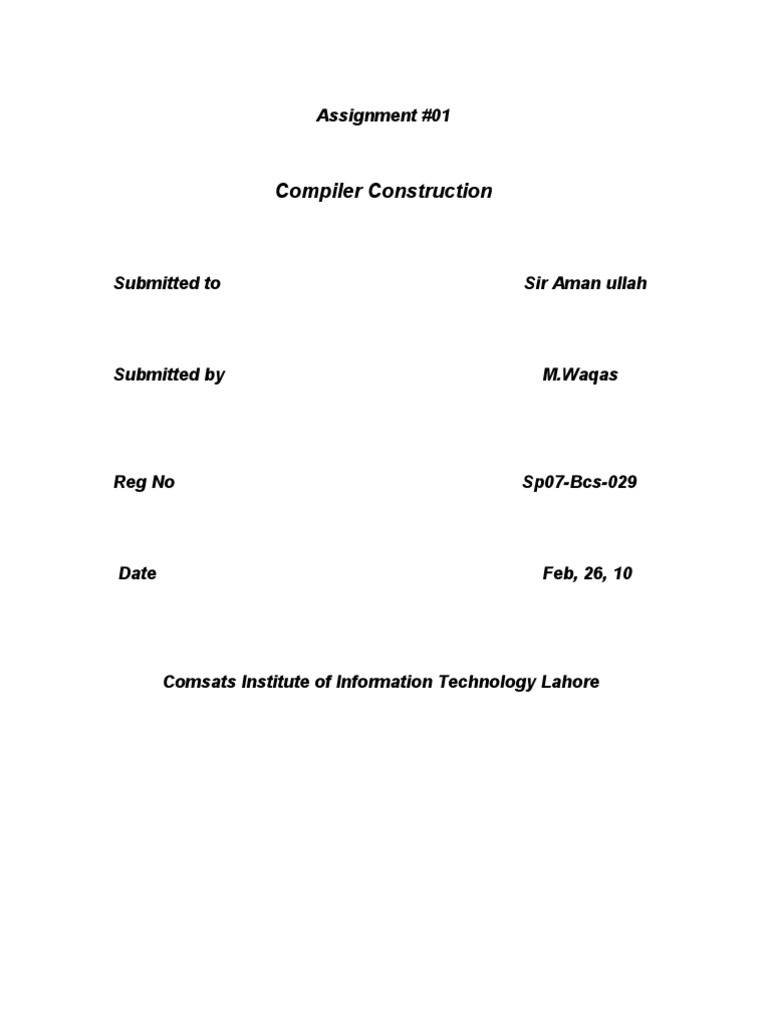Compiler Construction First Assignment Pdf Parameter Computer